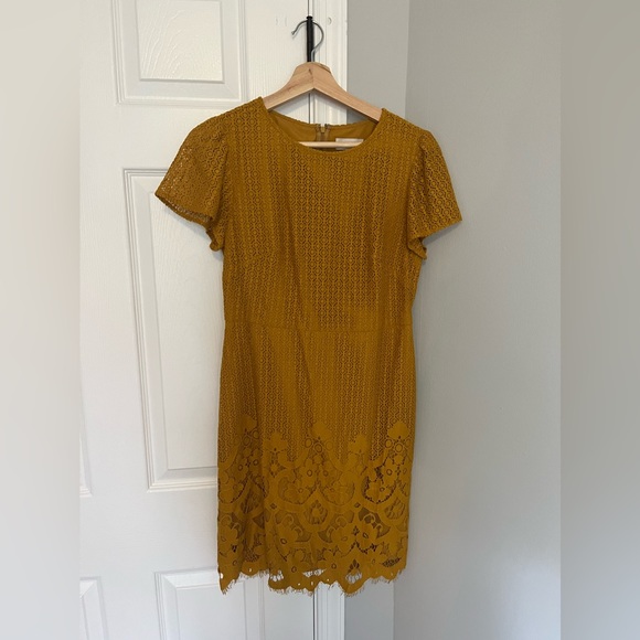 LOFT | Dresses | Golden Yellow Lace Dress From Loft | Poshmark